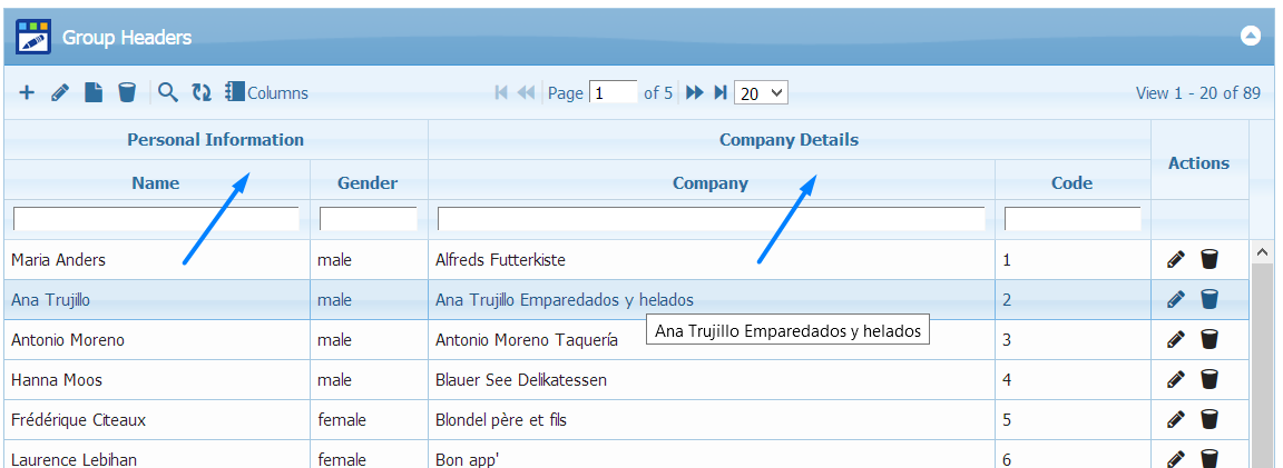 group-header | Grid 4 PHP Framework