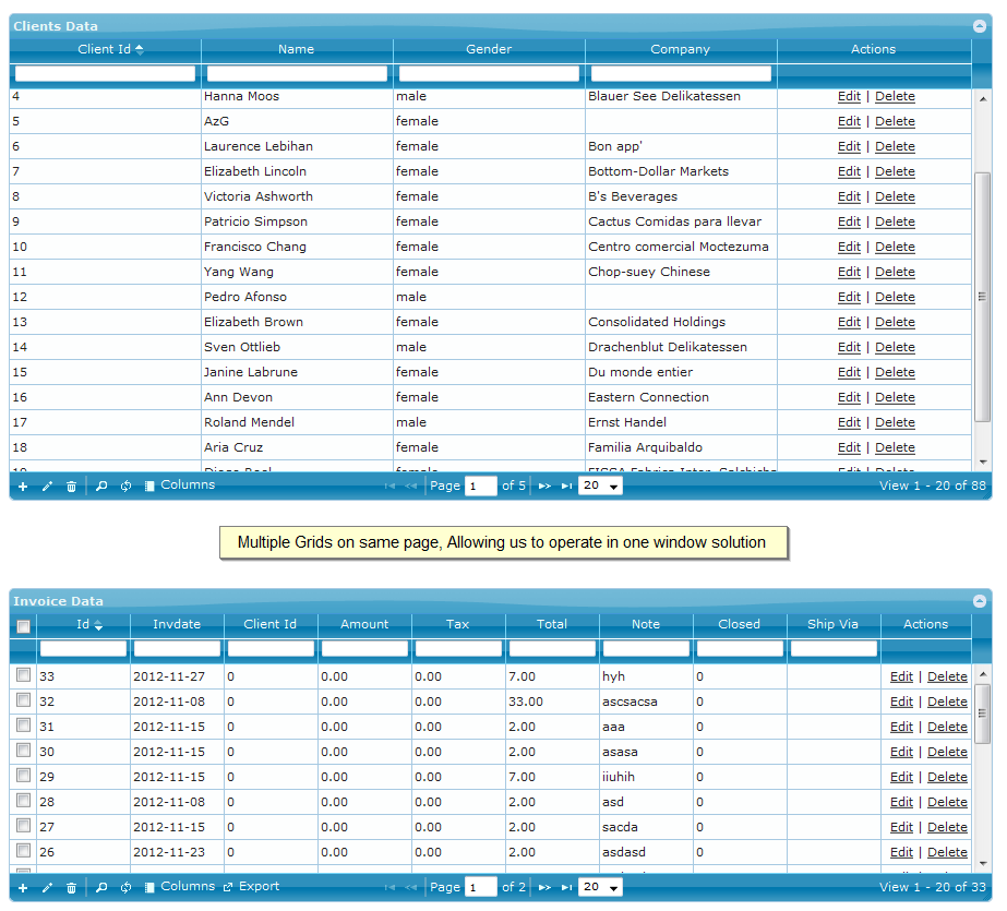 Multiple Grids On Same Page Php Grid Solution